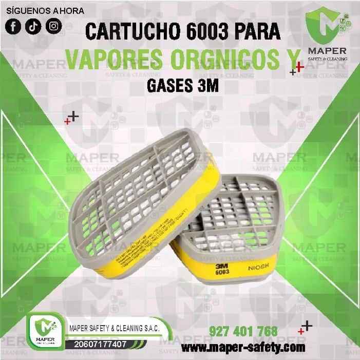 CARTUCHO 6003 PARA VAPORES ORGNICOS Y GASES 3M – MaperSafetyTienda